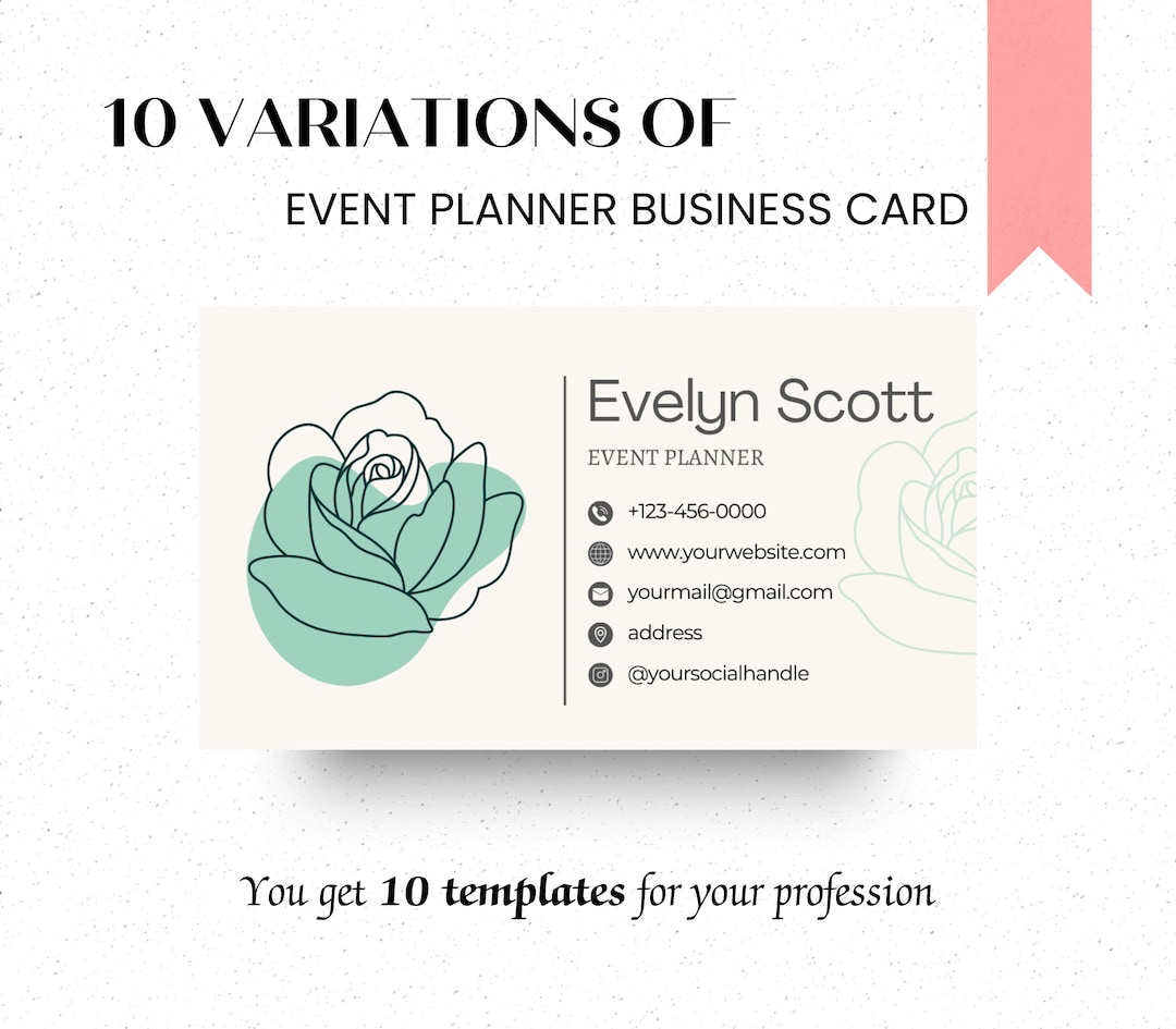 10x Event Planner Business Card, Business Card Template Printable ...
