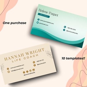 10x Life Coach Business Card, Business Card Template Printable Business ...