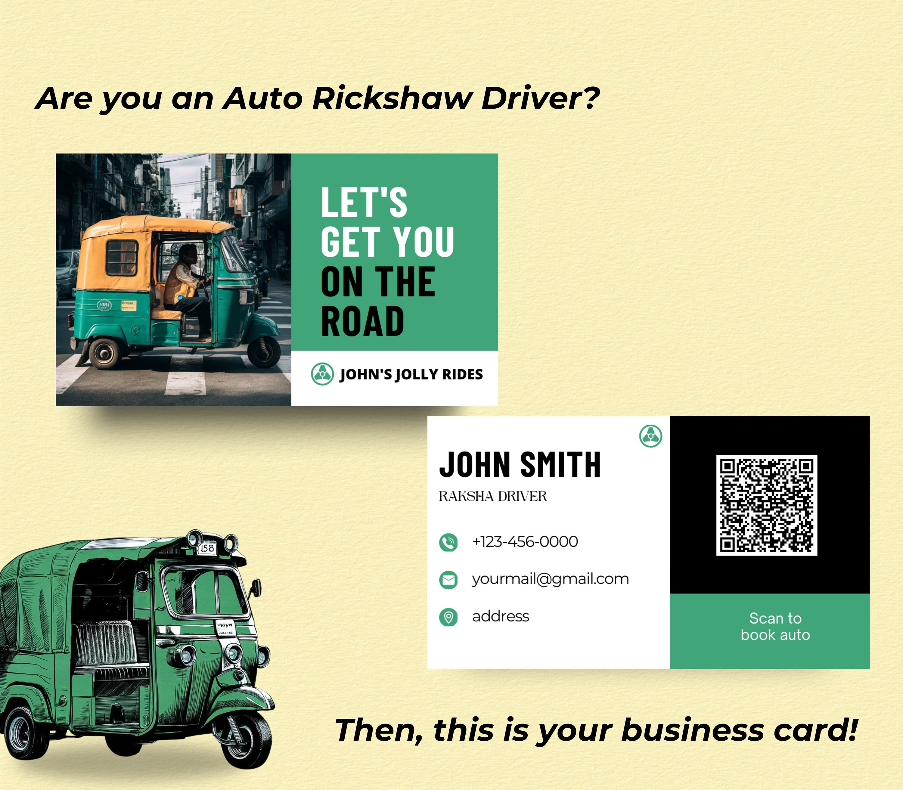 10x Tuk-tuk / Auto Rickshaw Driver Business Card Templates | Raksha ...