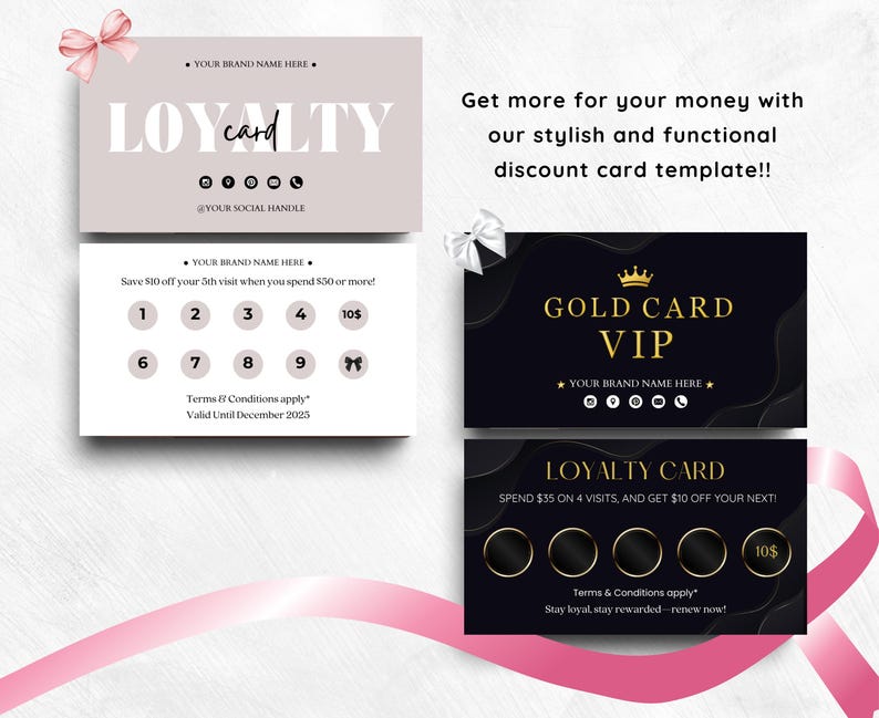 10x Variations of Loyalty Card Template, INSTANT DOWNLOAD, VIP Loyalty ...