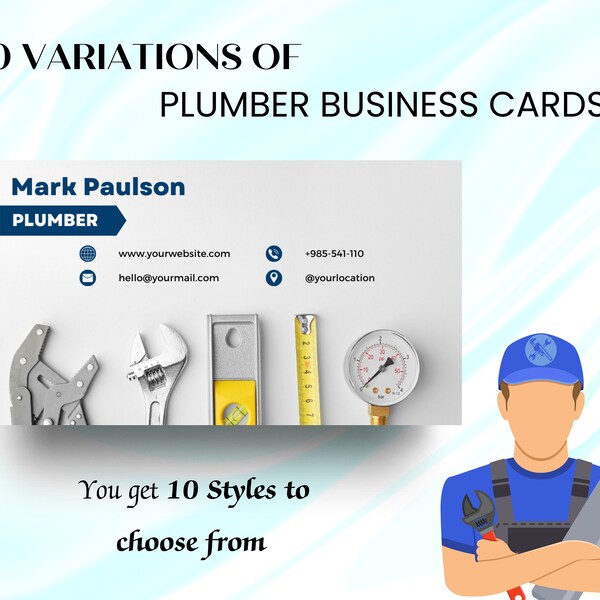 Plumber Business Card Template - Etsy