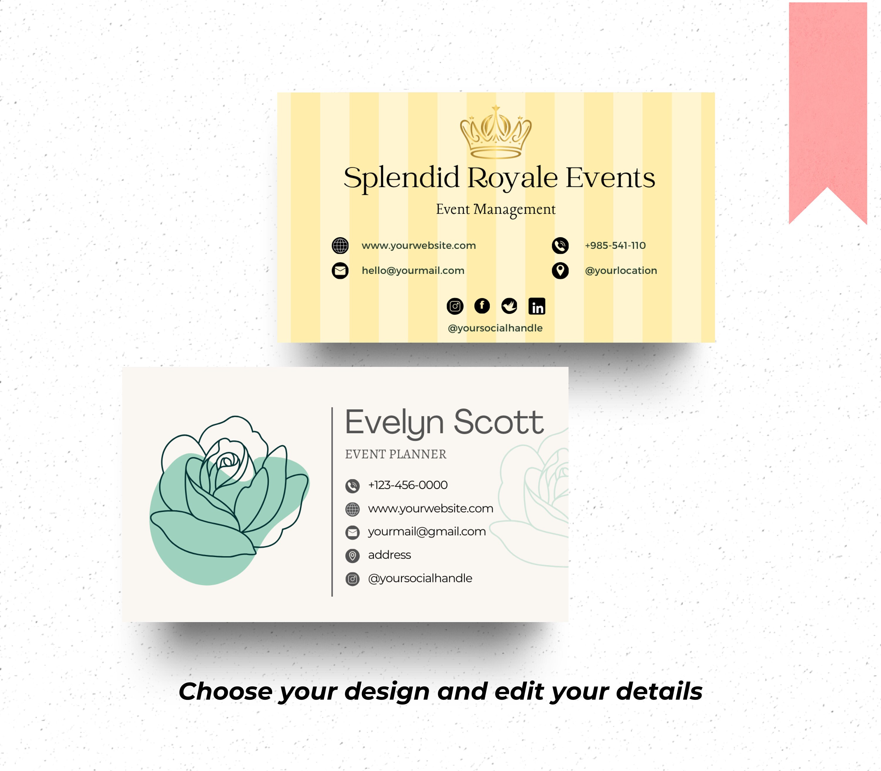 10x Event Planner Business Card, Business Card Template Printable ...