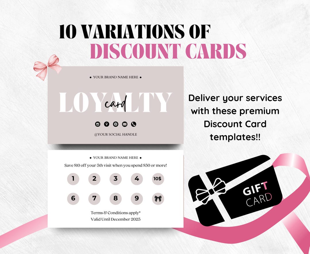 10x Variations of Loyalty Card Template, INSTANT DOWNLOAD, VIP Loyalty ...