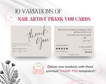 10x Variations of Thank You Card, Printable Thank You Card, Editable in ...