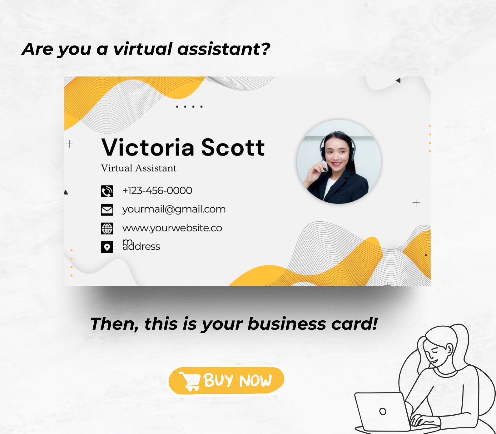 10x Virtual Assistant Business Card, Business Card Template Printable ...