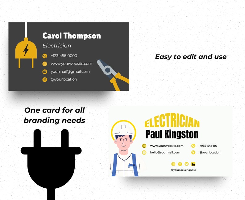 10x Electrician Electric Handyman Business Card Trendy Lightning ...