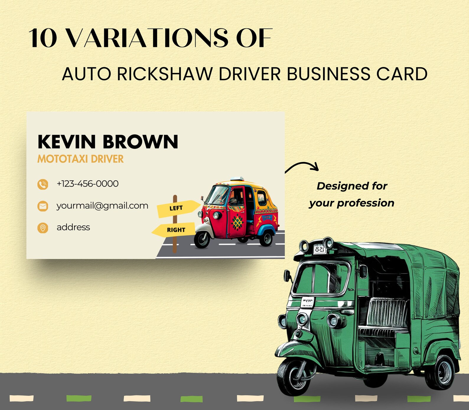 10x Tuk-tuk / Auto Rickshaw Driver Business Card Templates | Raksha ...