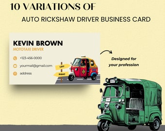 10x Tuk-tuk / Auto Rickshaw Driver Business Card Templates Raksha, Baby ...