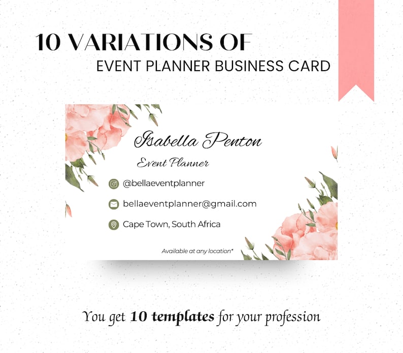 10x Event Planner Business Card, Business Card Template Printable ...