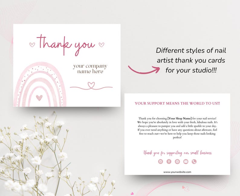 10x Variations of Thank You Card, Printable Thank You Card, Editable in ...