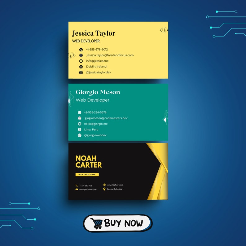 10x Web Developer Business Card, Business Card Template| Printable ...