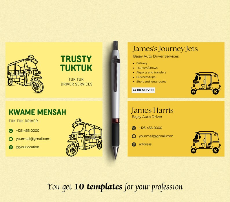 10x Tuk-tuk / Auto Rickshaw Driver Business Card Templates Raksha, Baby ...