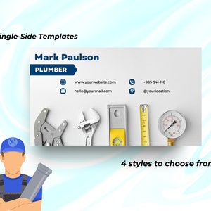 10x Trendy Plumber Business Card, Business Card Template for Plumbers ...