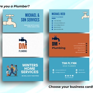 10x Trendy Plumber Business Card, Business Card Template for Plumbers ...