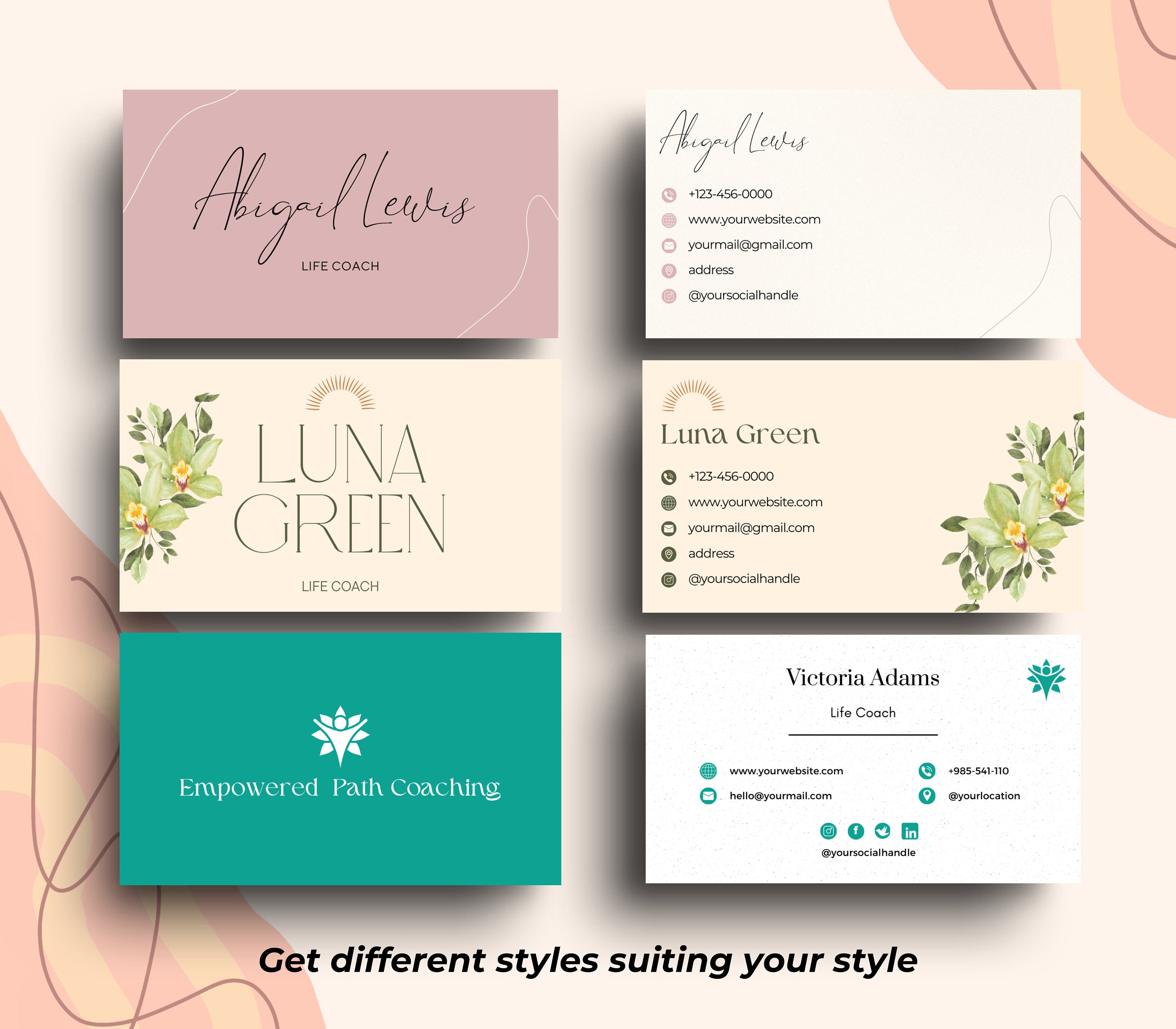 10x Life Coach Business Card, Business Card Template Printable Business ...