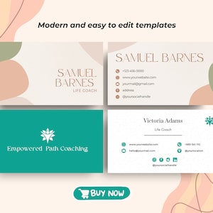 10x Life Coach Business Card, Business Card Template Printable Business ...