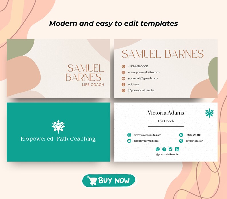 10x Life Coach Business Card, Business Card Template Printable Business ...