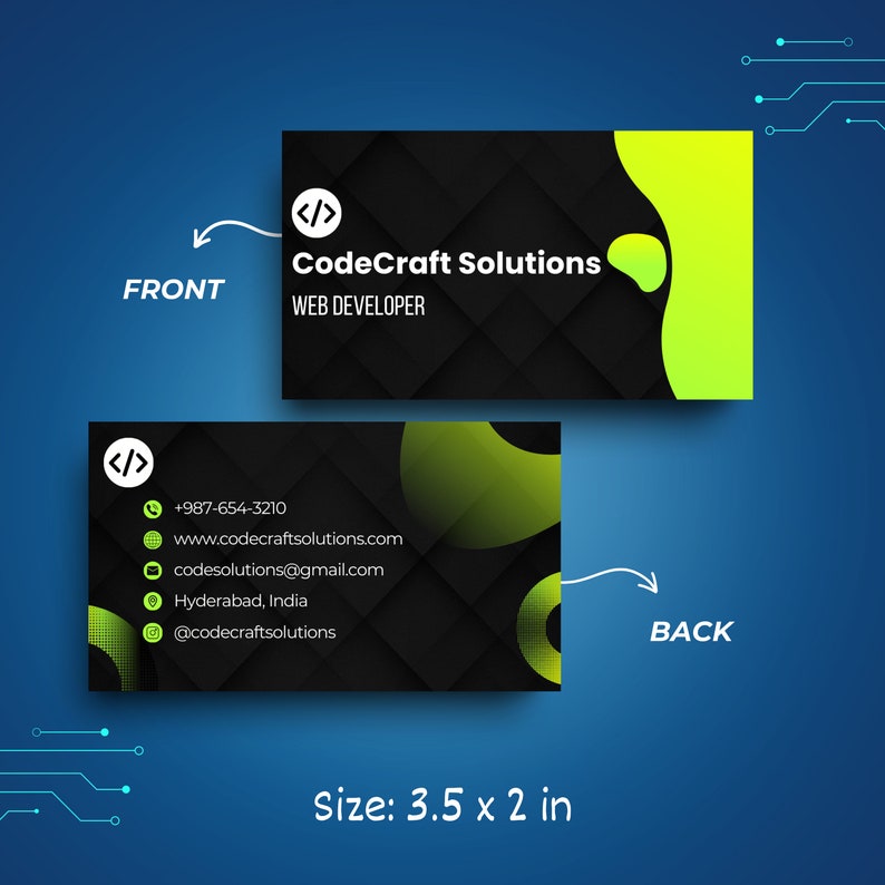 10x Web Developer Business Card, Business Card Template| Printable ...