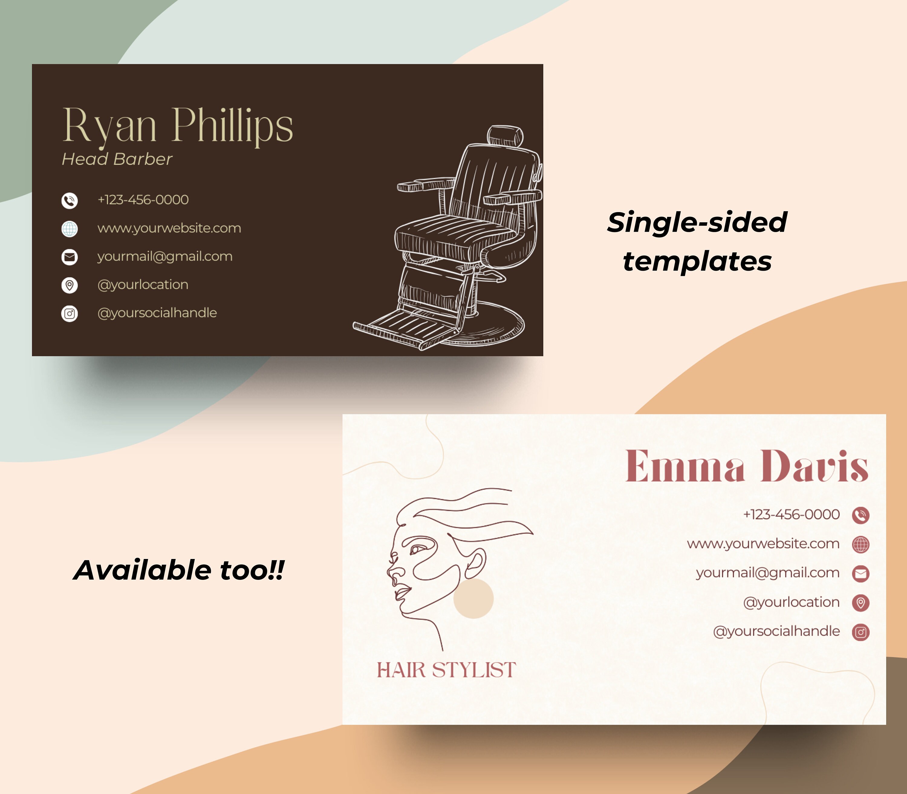 10x Barber Shop Card Template Bundle | Editable in Canva | Instant ...