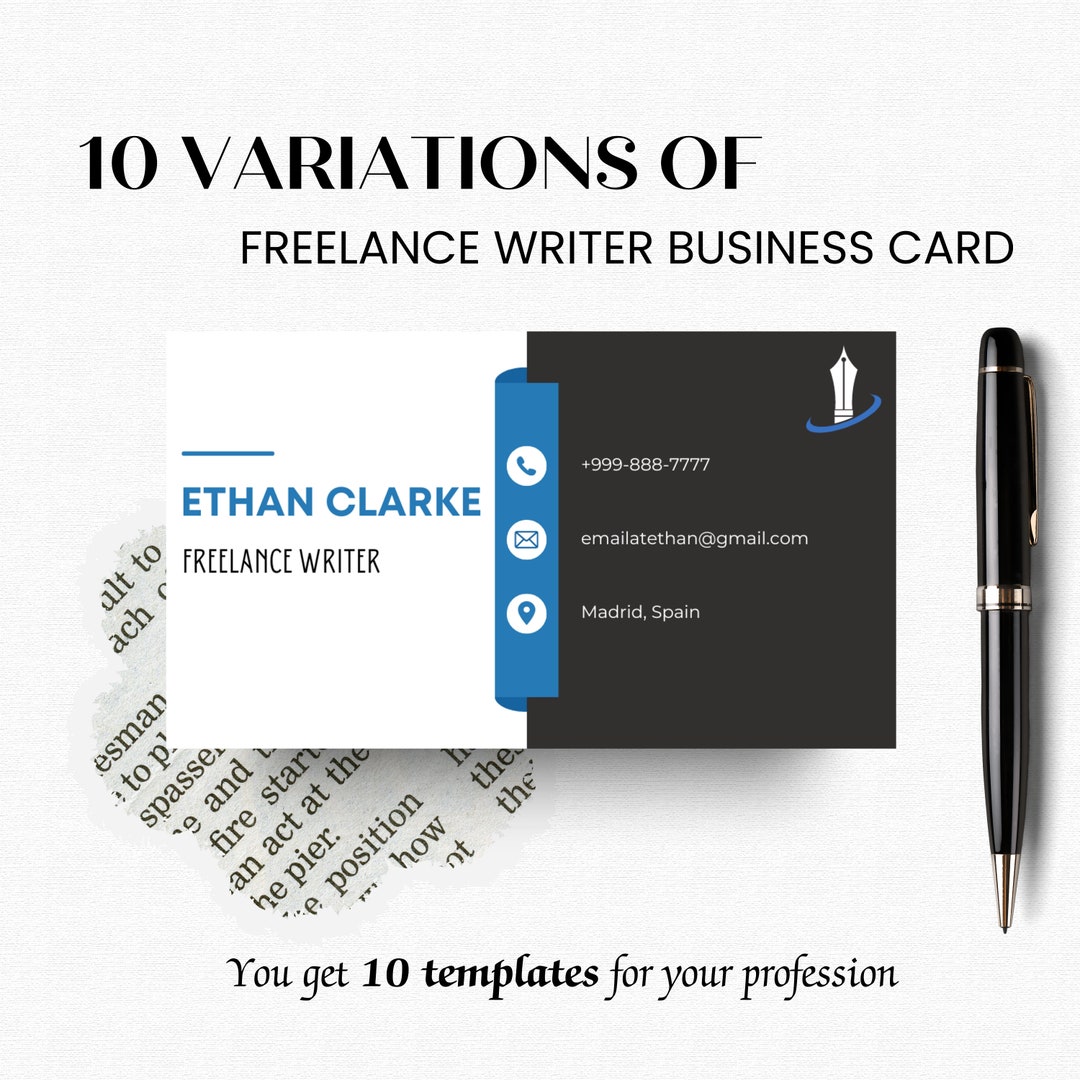 10x Writer Business Card Designs, Business Card Template Printable ...