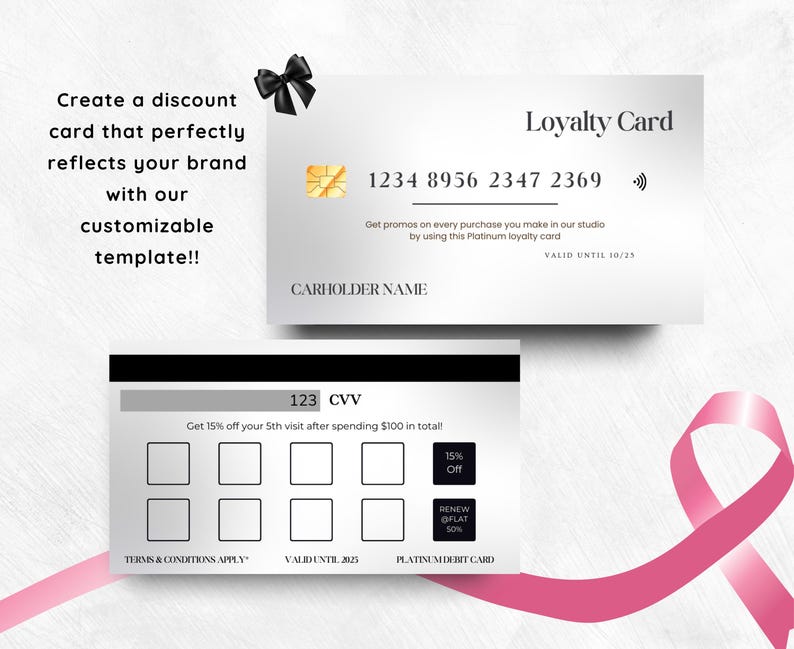10x Variations of Loyalty Card Template, INSTANT DOWNLOAD, VIP Loyalty ...