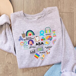 ABA Heart Sweatshirt: Autism Therapy, BCBA Gift - Etsy