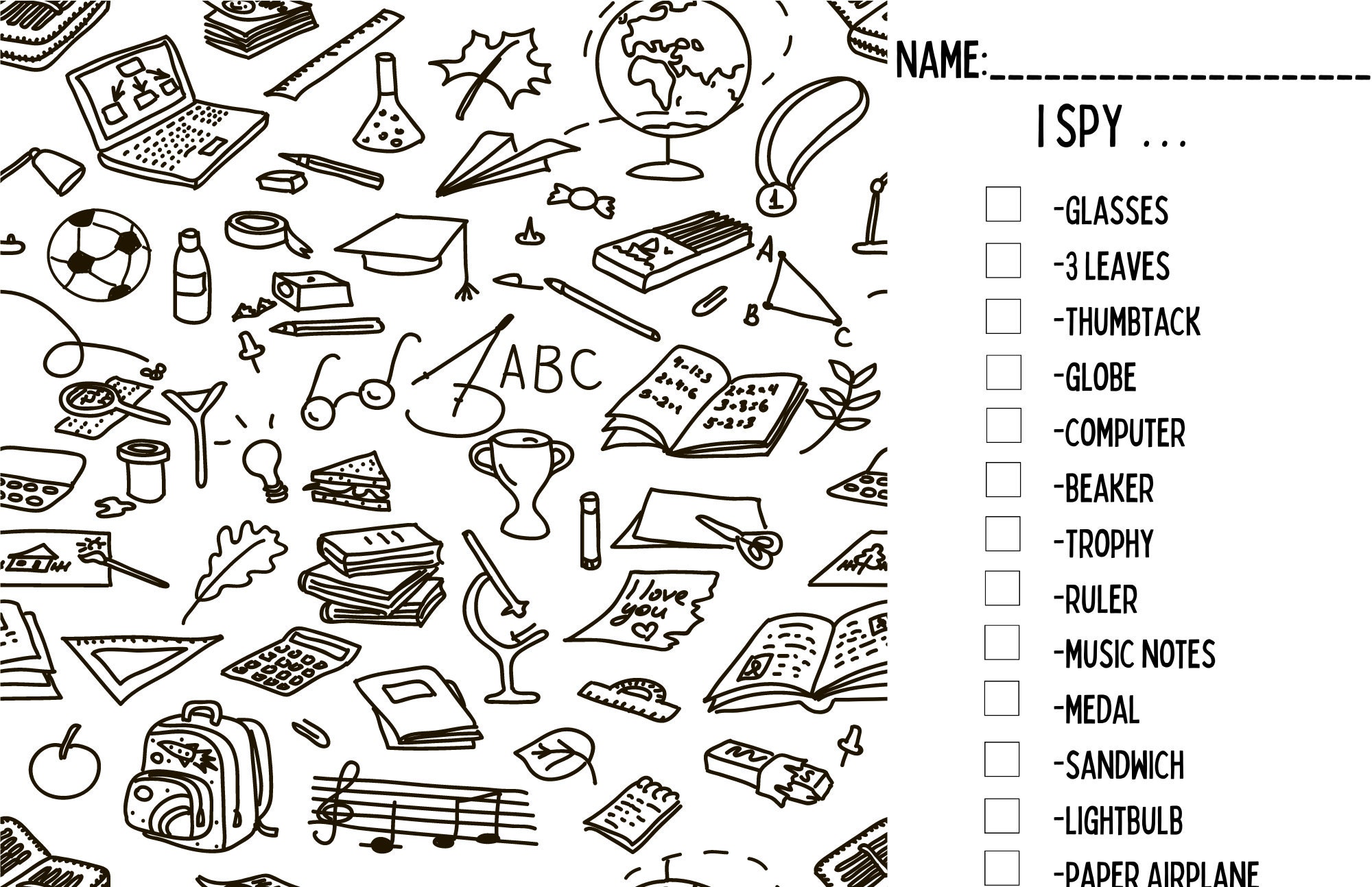 I Spy Worksheet / Teacher Resource / Last Day of School / First Day of ...