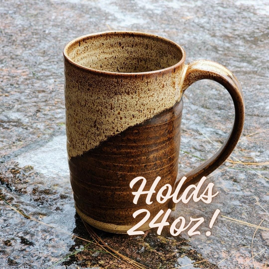 Giant Ceramic Mug, 24 Ounce Handmade Pottery Coffee Lover's Drinking ...