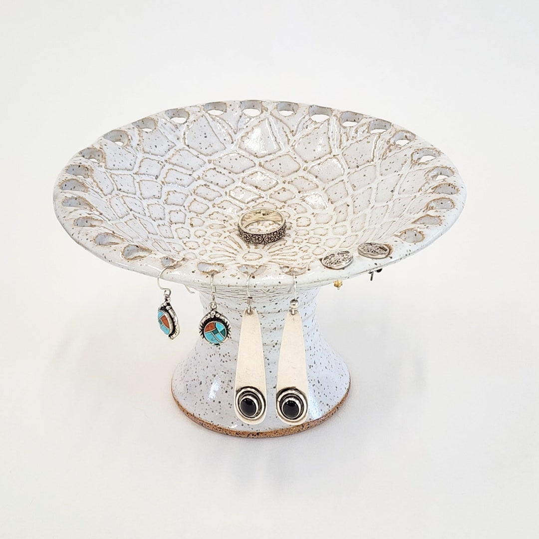 Earring Organizer Jewelry Pedestal Bowl Handmade Ceramic - Etsy