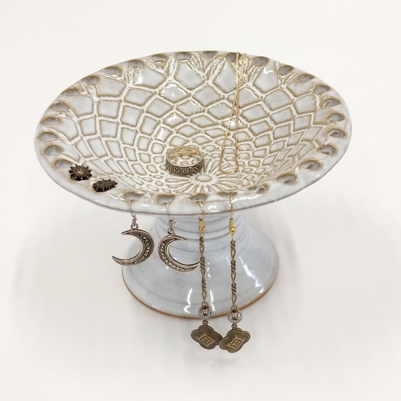 Earring Organizer Jewelry Pedestal Bowl Handmade Pottery - Etsy
