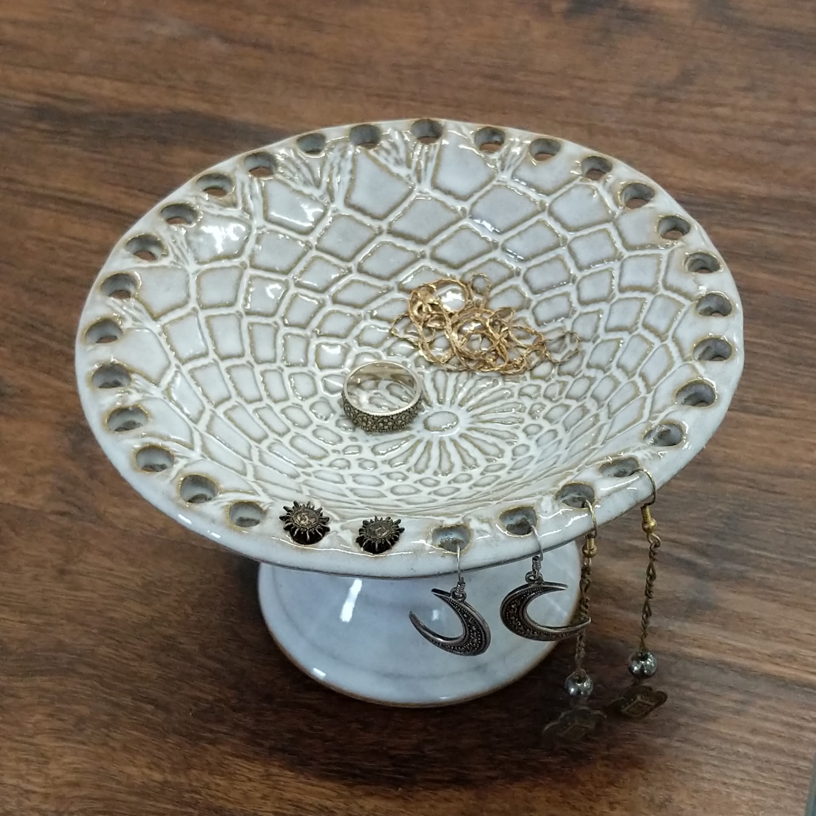 Earring Organizer Jewelry Pedestal Bowl | Etsy