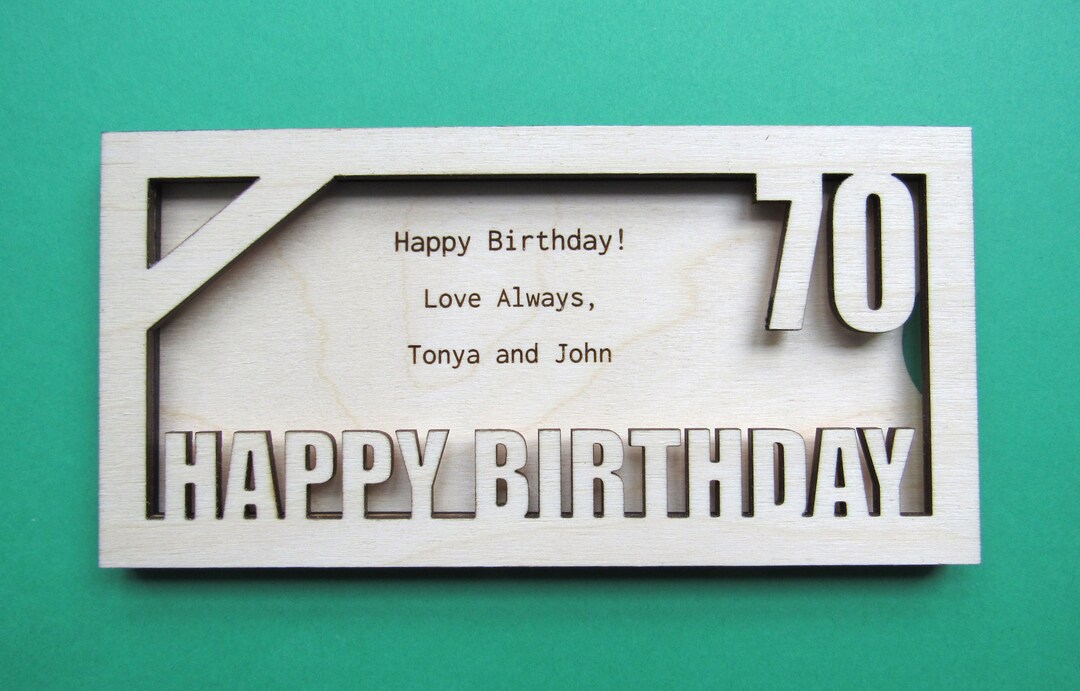 Personalized 70th Birthday Money Holder – Custom Laser Cut Gift - Etsy