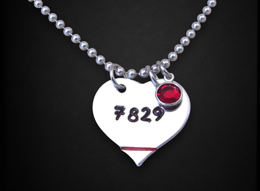 Fire Fighter Heart Necklace With Badge Number, Firefighter Thin Red ...