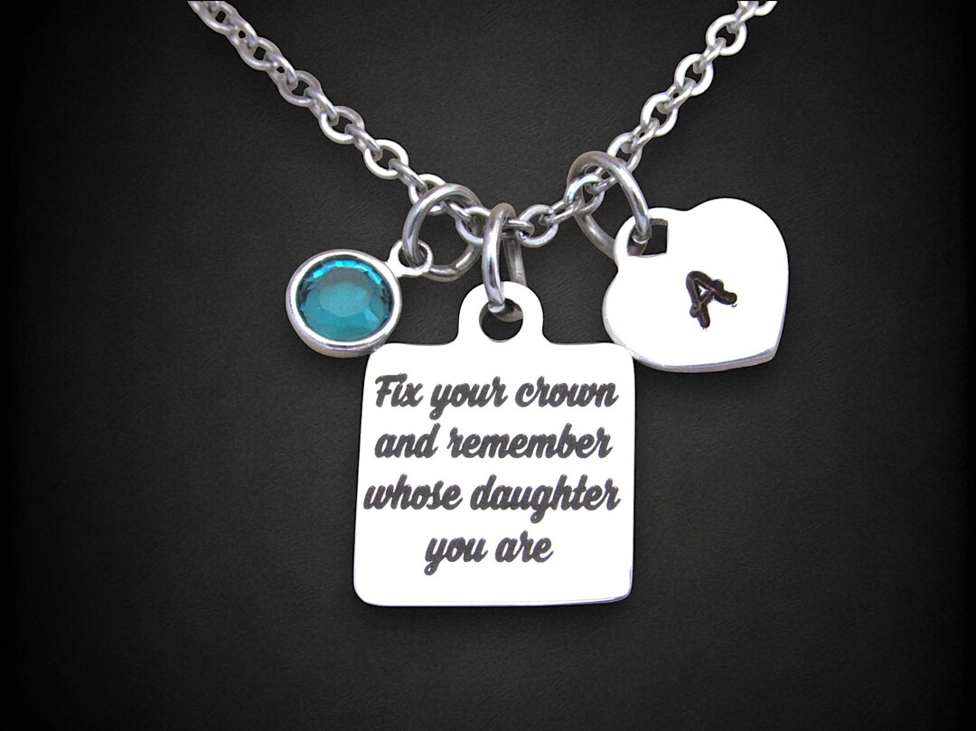 Fix Your Crown Daughter Necklace: Personalized Initial Heart ...