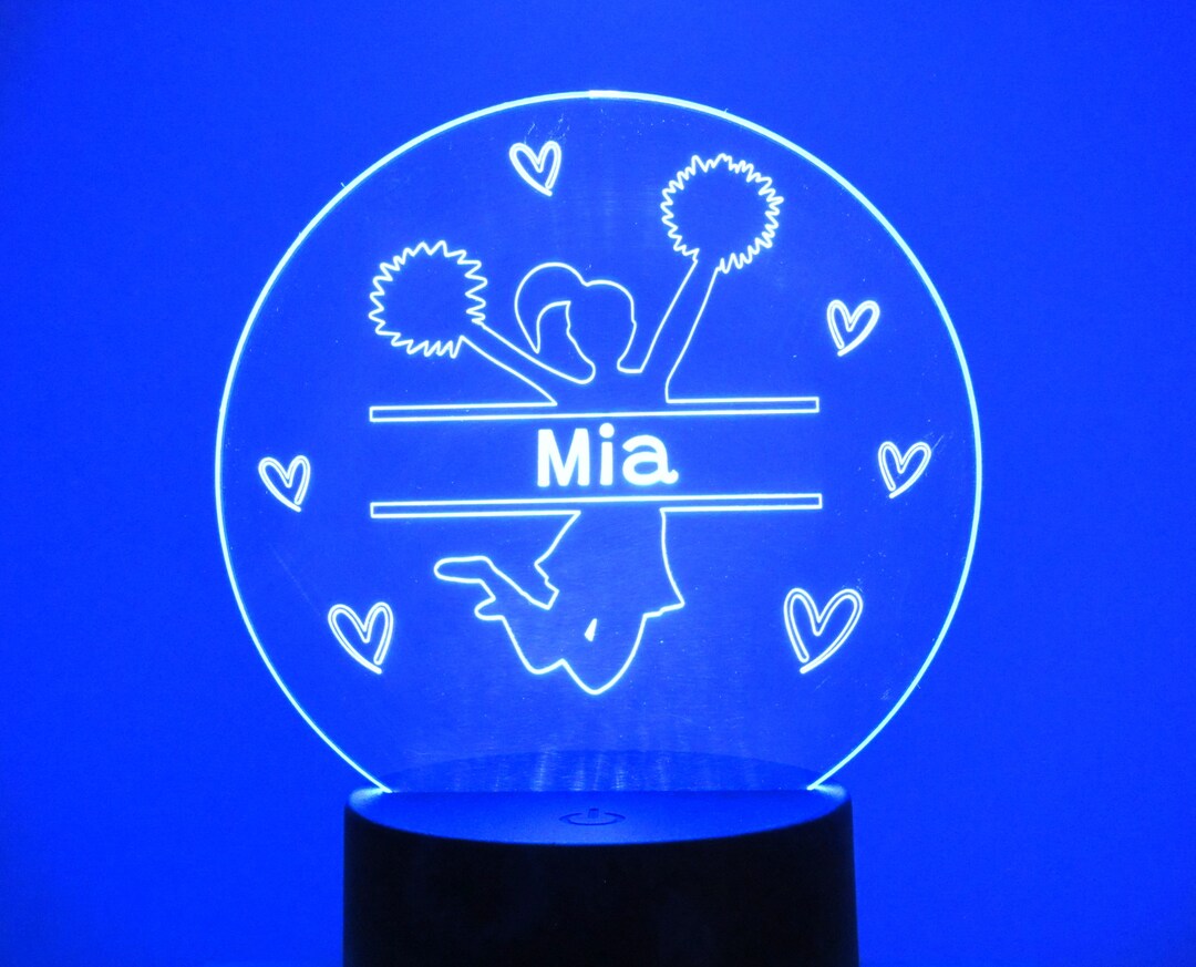 Personalized Cheerleader Night Light, Colorful Led With Remote, Cheer ...