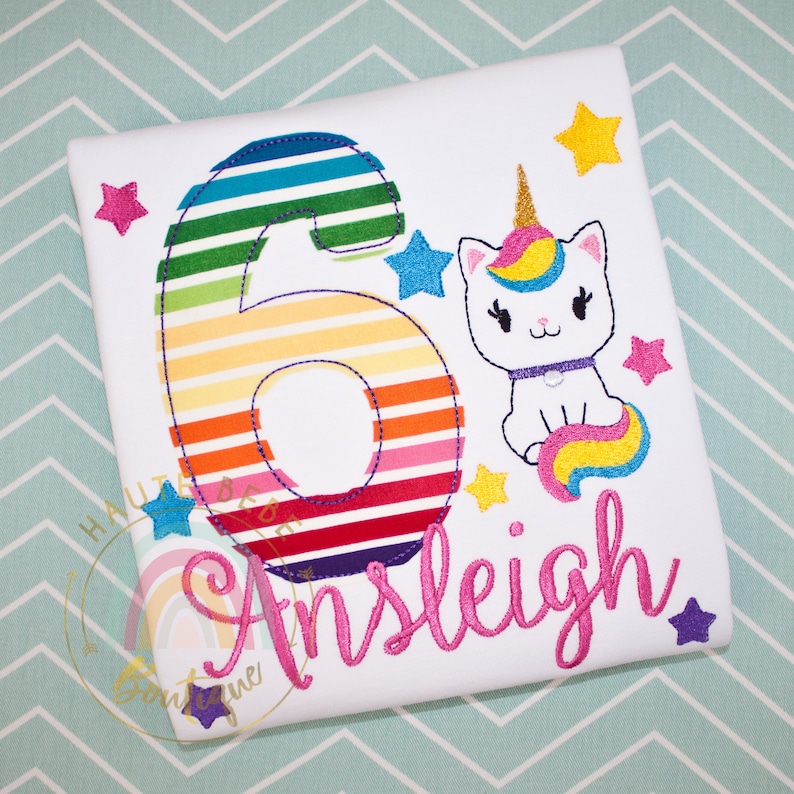 Girls Personalized RAINBOW CATICORN Birthday Shirt Kittycorn | Etsy
