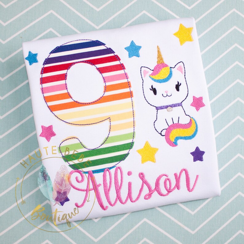 Girls Personalized RAINBOW CATICORN Birthday Shirt Kittycorn | Etsy