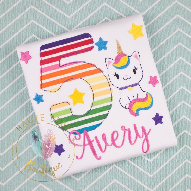 Girls Personalized RAINBOW CATICORN Birthday Shirt Kittycorn | Etsy