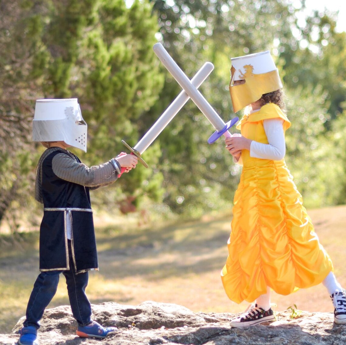 Knight Helmet Gold Lion | Great Helm Style Costume | Kid Size 50cm, 19 ...