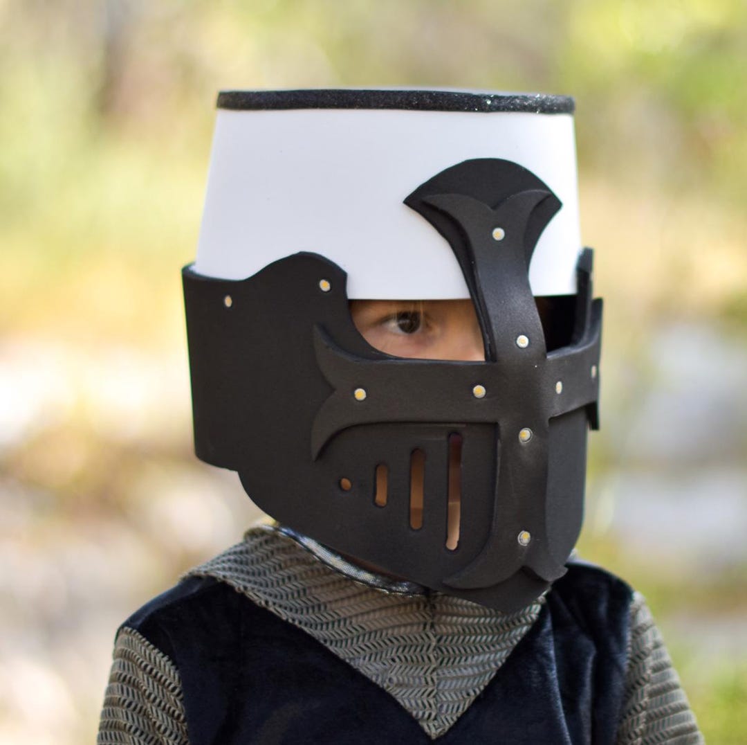 Knight Helmet Black Crusader Knight | Great Helm Style Costume Mask ...