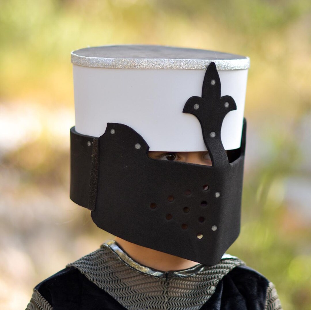 Knight Helmet Black Fleur-de-lis | Great Helm Style Costume Mask | Kids ...