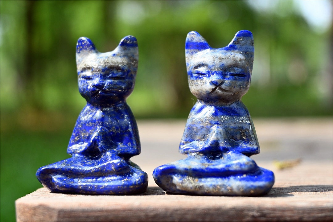 2'' Natural Lapis Lazuli Cat/quartz Crystal Cat Carved/meditation Cat ...