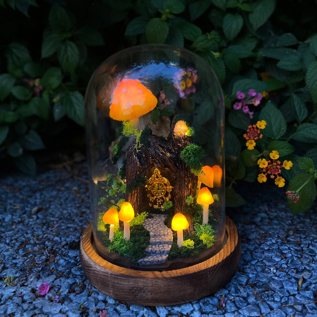 Enchanted Forest Mushroom Lamp With Magic Timeless Clock in a Tree ...