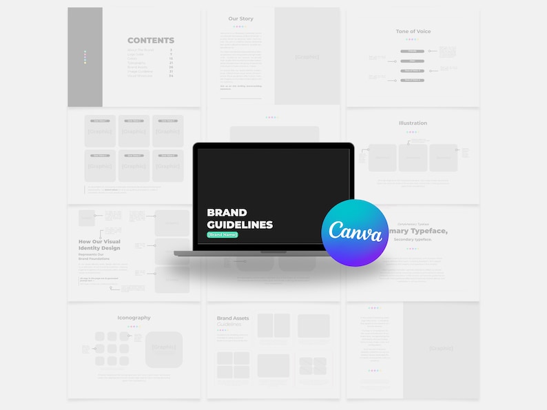 Professional Brand Visual Identity Guidelines Template: Canva, Indesign ...