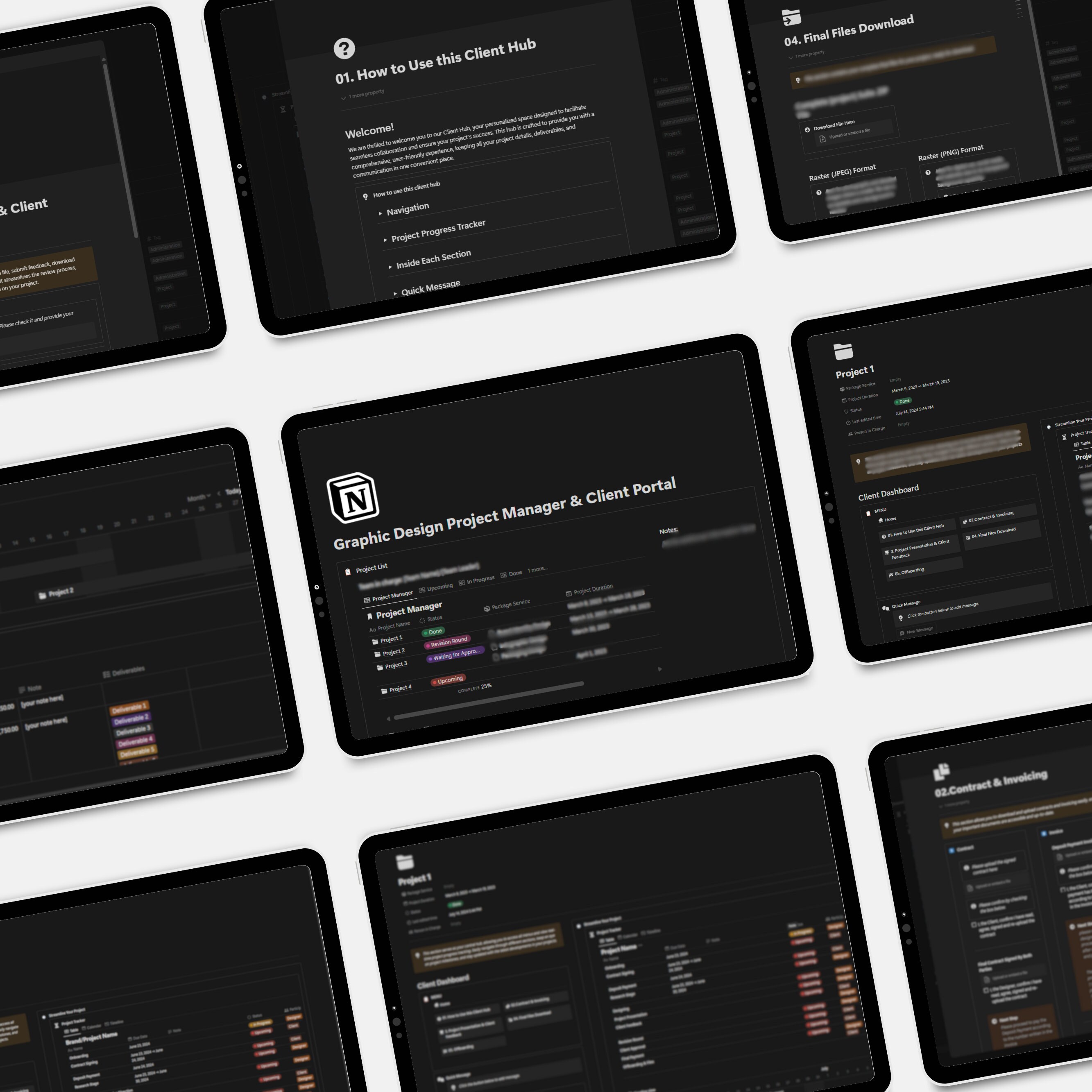 2 in 1 Graphic Design Project Manager & Notion Client Portal Template ...