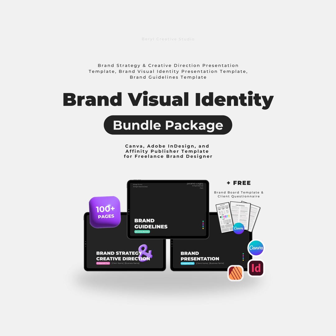 Branding Visual Identity Bundle: Canva, Indesign and Affinity Templates ...
