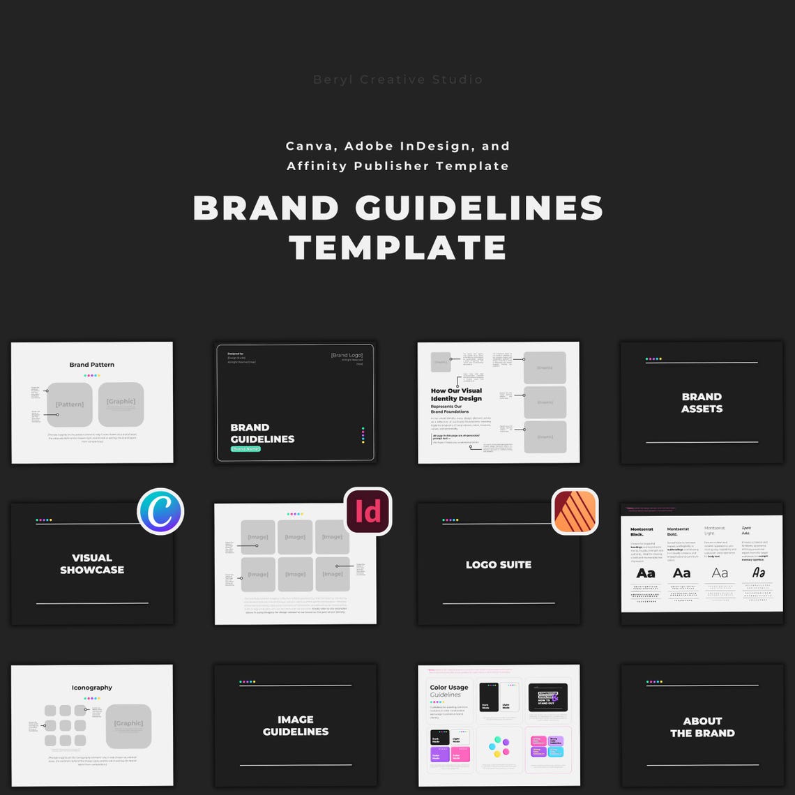 Professional Brand Visual Identity Guidelines Template: Canva, Indesign ...