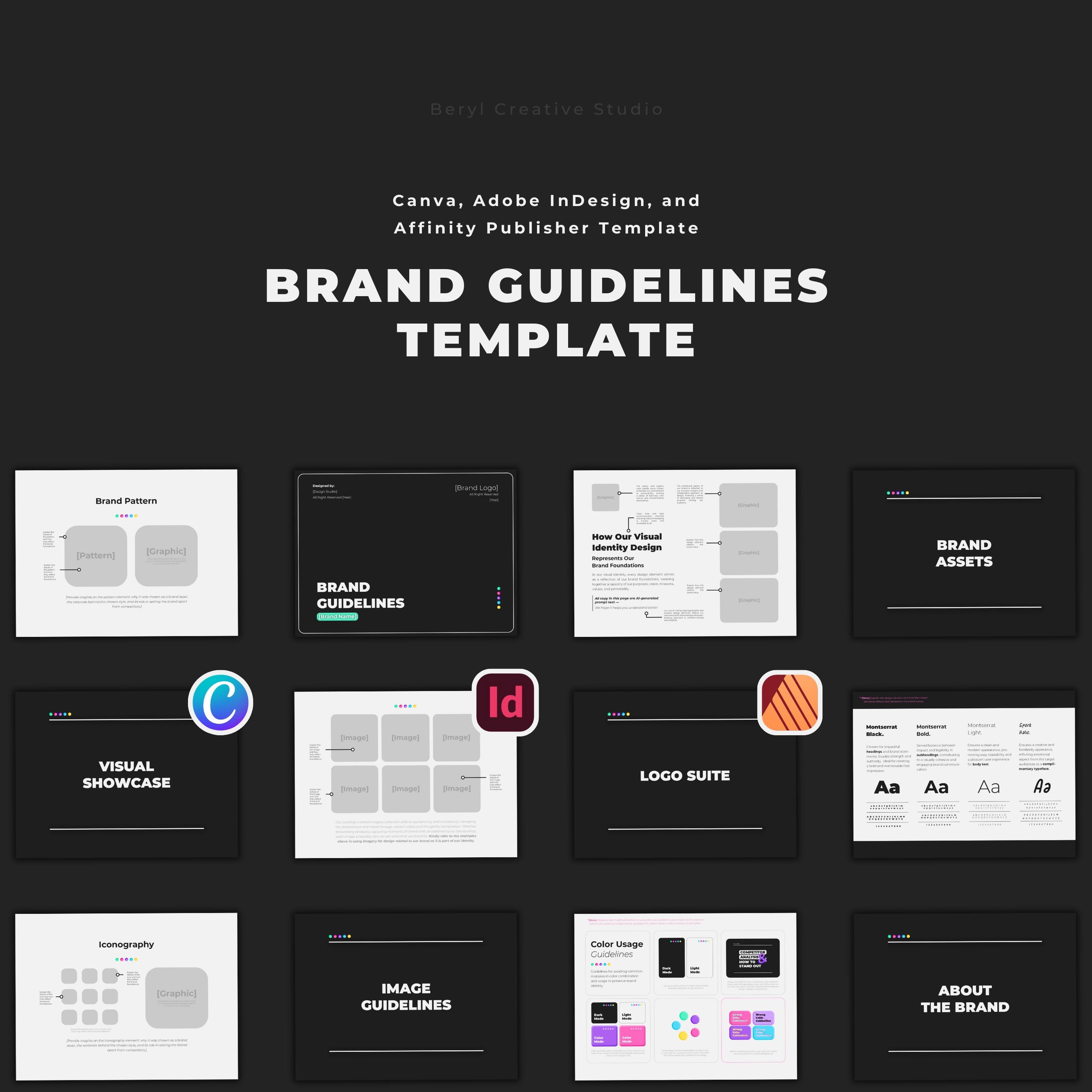 Professional Brand Visual Identity Guidelines Template: Canva, Indesign ...