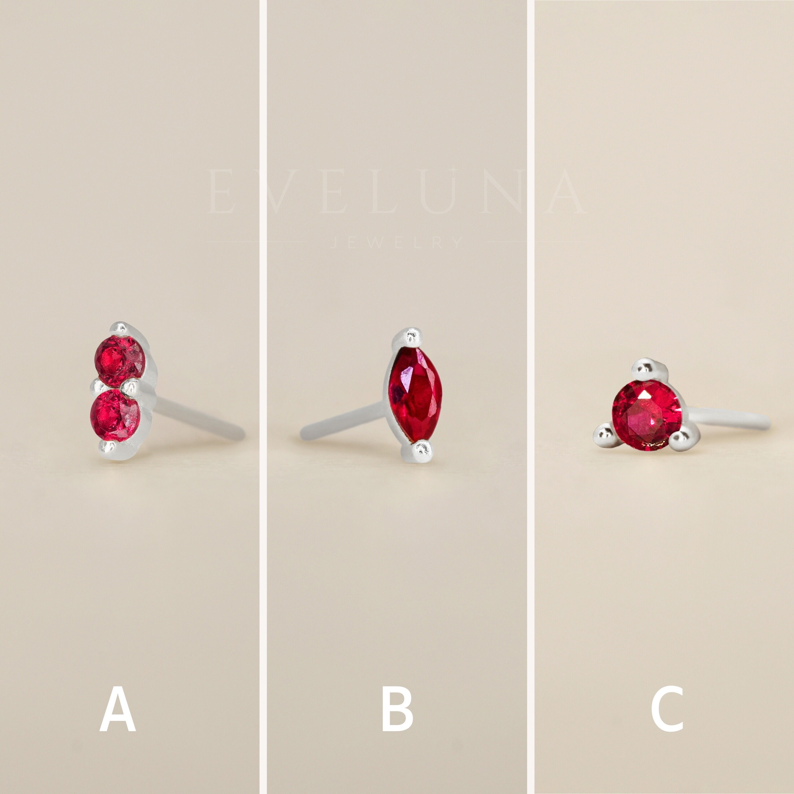 STUDS: Ruby Tiny Stud Earrings • Ruby Birthstone Earrings • Gift for ...