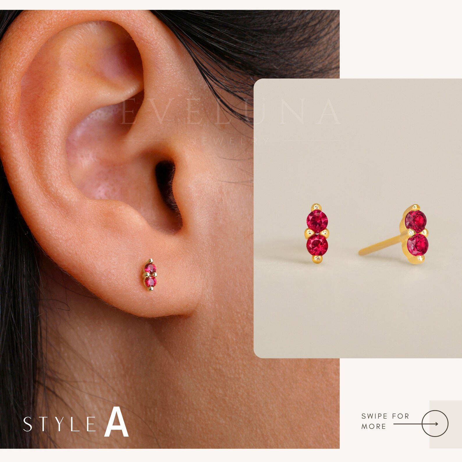 STUDS: Ruby Tiny Stud Earrings • Ruby Birthstone Earrings • Gift for ...